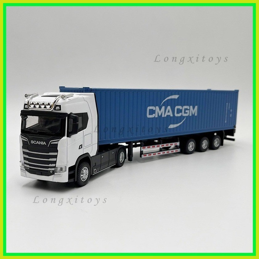 1:50 Diecast Truck Model Toy Scania S730 Tractor With Container Semi ...