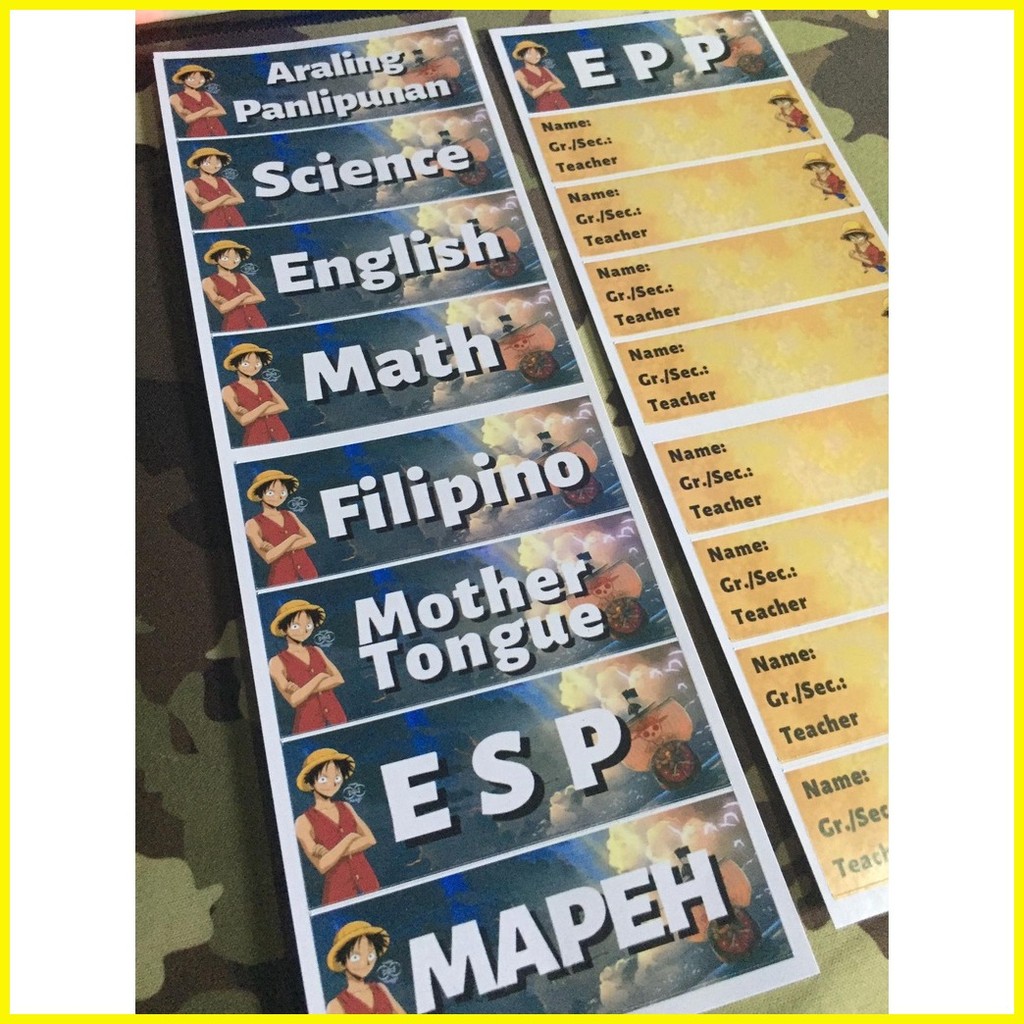 ONE PIECE THEMED |LOWER GRADES SUBJECT AND NAME STICKER SET | Shopee ...