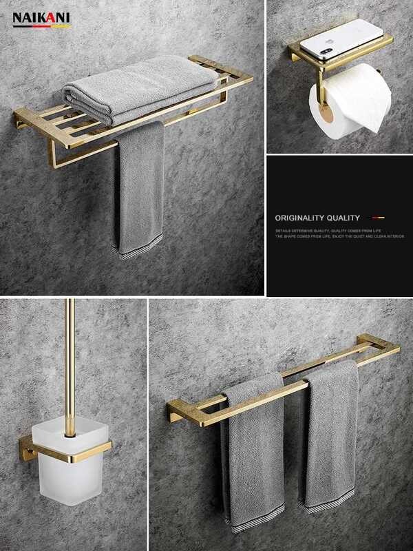 Tt High-End Gold Bath Bathroom Wall-Mounted Towel Rod Double Layer ...