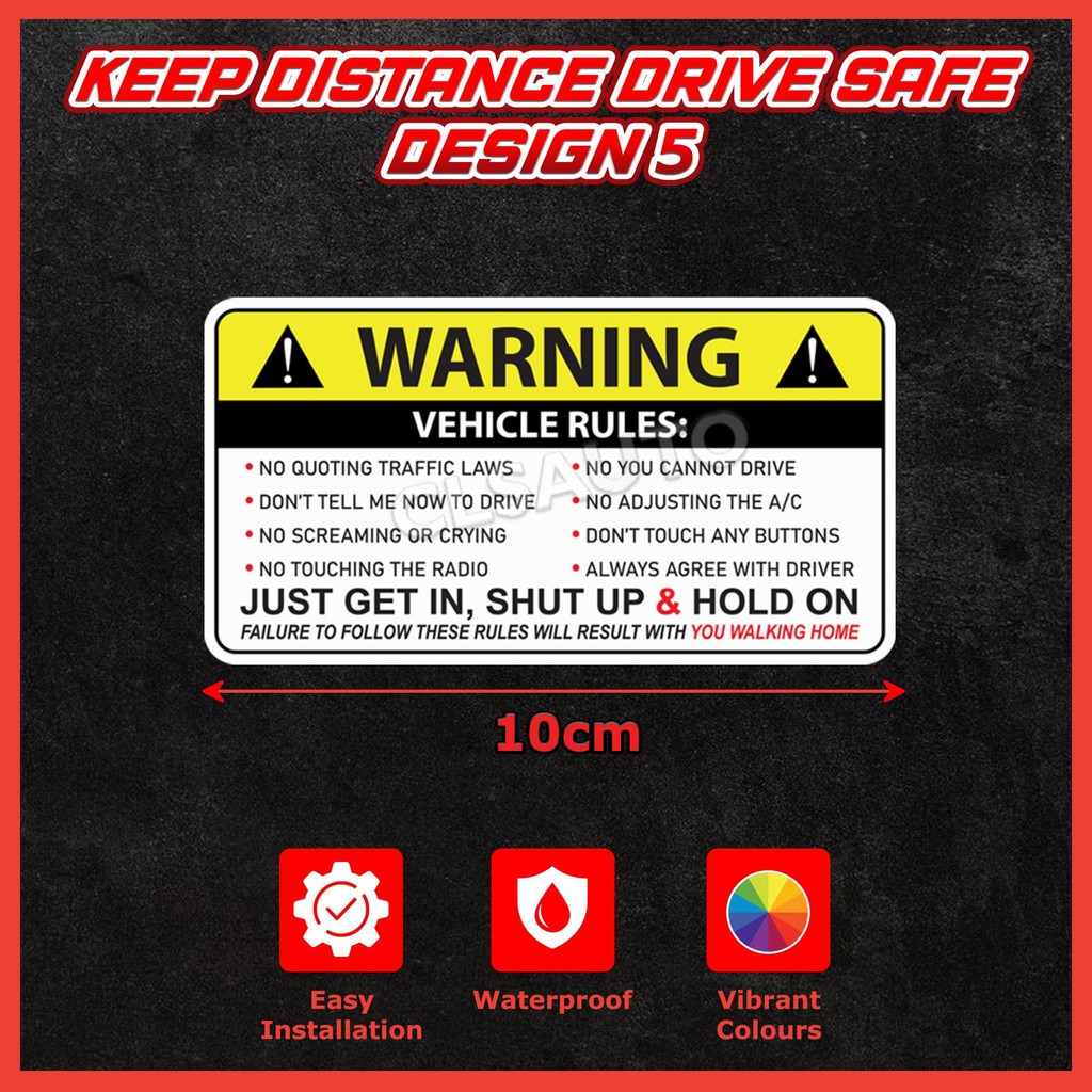 Drive Safe Keep Distance Car Sticker Caution [Multiple Designs] Pelekat ...