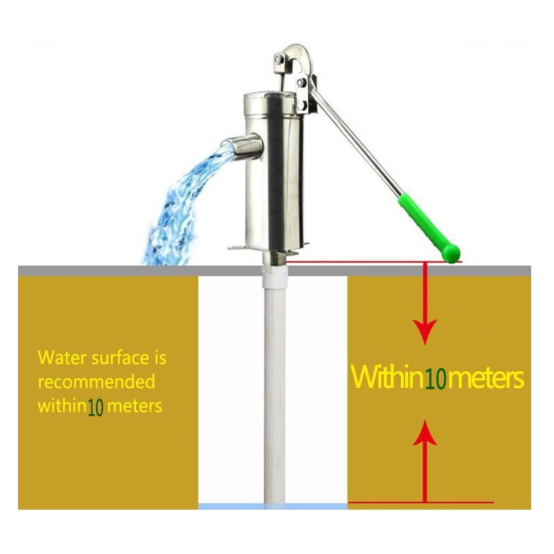 Stainless Steel Water Pump Lifter Manual10M Rugged Deep Well Pump Hand ...