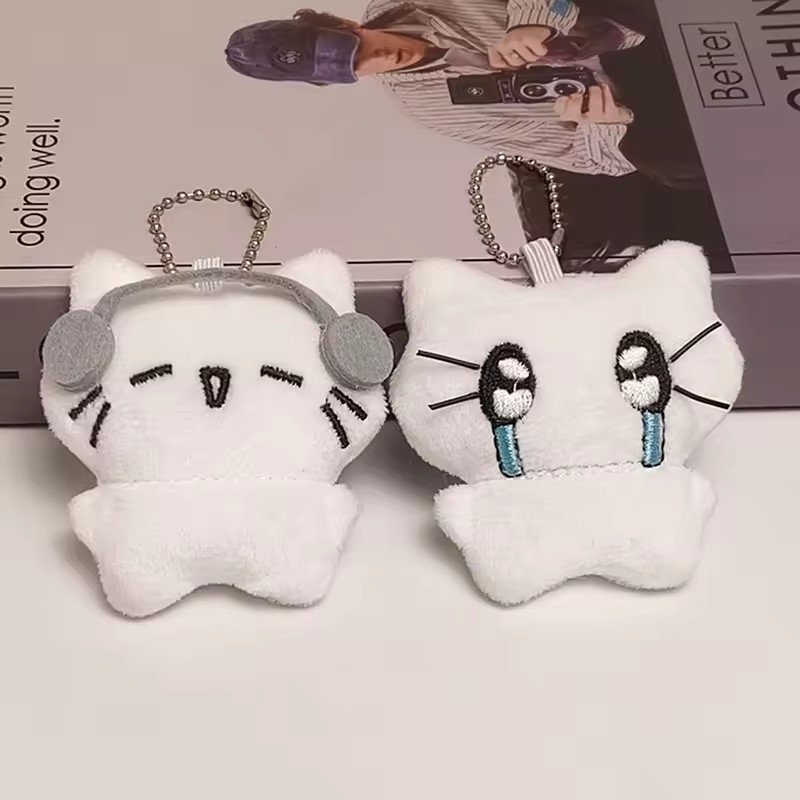 Cute Headphone Cat Crying Cat Doll Pendant Cartoon Keychain | Shopee ...