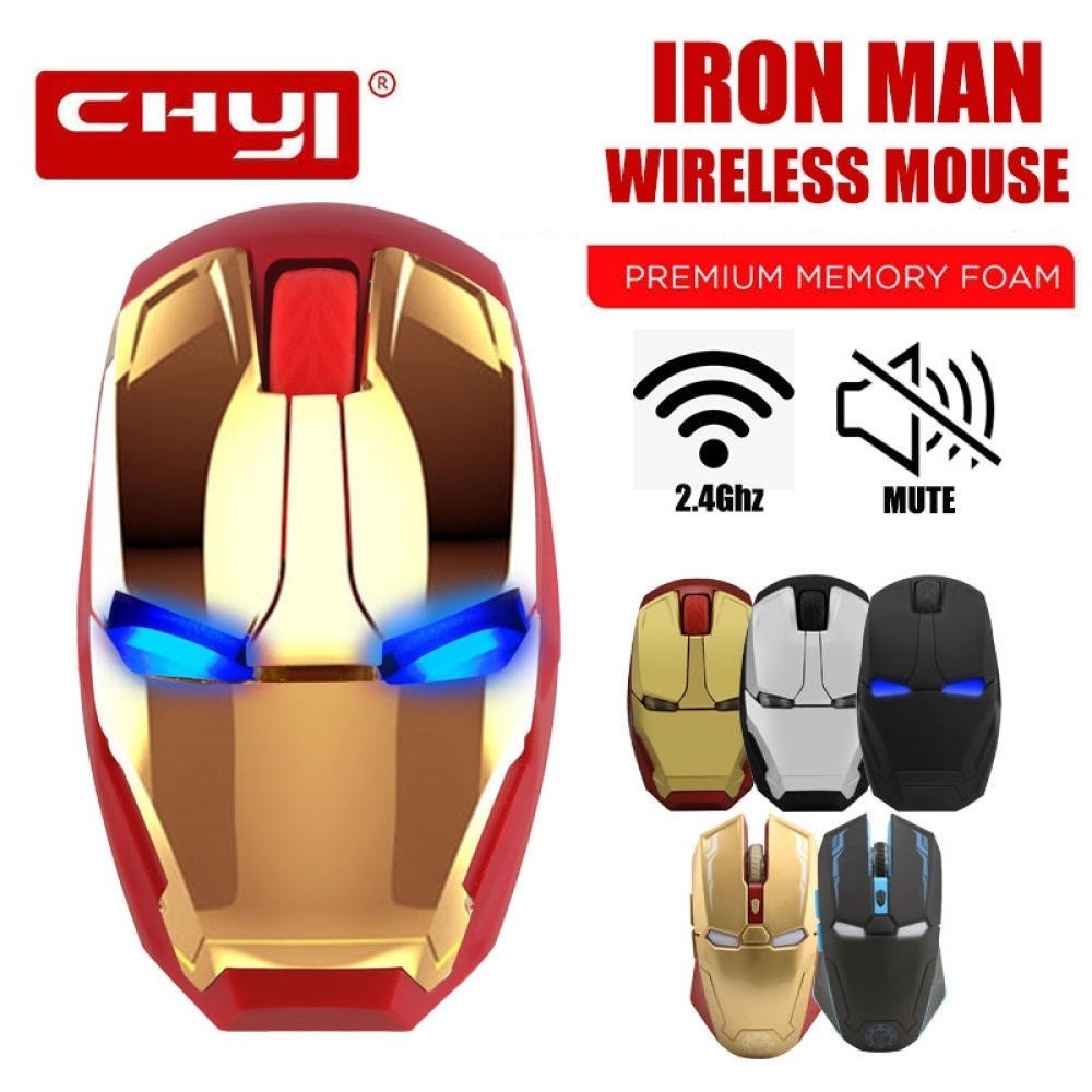 Ergonomic Iron Man Wireless Mouse 2.4 GHz Avengers Iron Man Silent ...