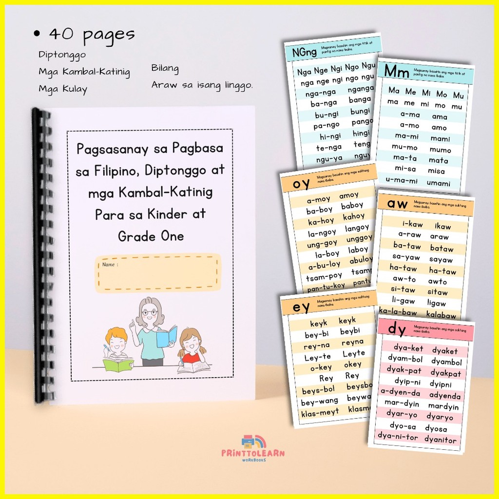 ¤ ☃ Pagsasanay sa Pagbasa sa Filipino, Diptonggo at ng mga Kambal ...