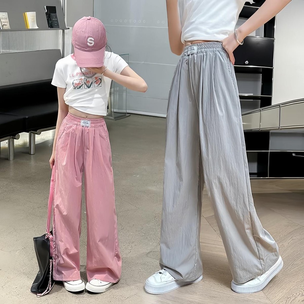 【Sweet Kids】4-14Years Girls Pants Summer Thin Wide-leg Pants Casual ...
