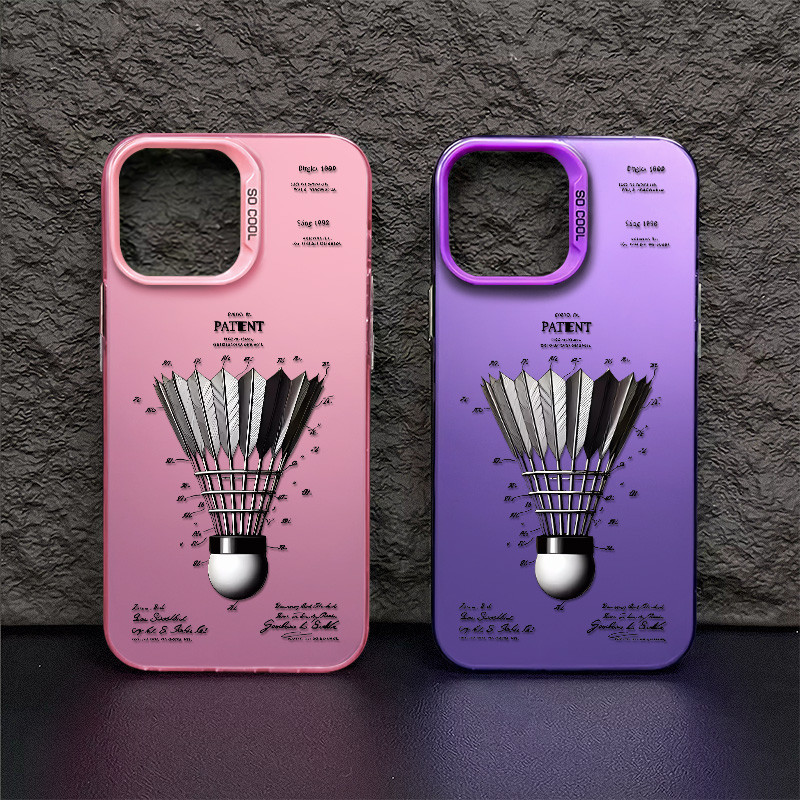Fashionable Black Badminton Pattern Phone Case Compatible for IPhone16 ...