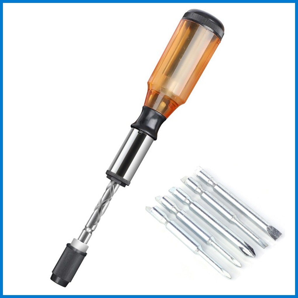 Push Pull Ratchet Screwdriver Set 6 in 1 Press Type Semi-automatic ...