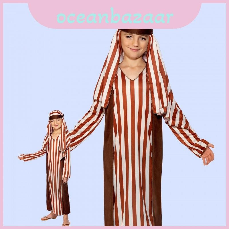 Comfortable Shepherd Striped Costume With Cloak For Unisex Performances ...