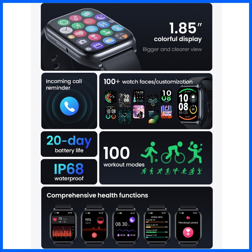 Haylou LS02 Pro Smartwatch Fitness Tracker Bluetooth Calls 20 Day ...