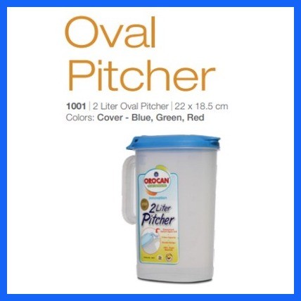 ∇ LACASA Orocan Oval Pitcher Water Jug Pitsel 2 Liters (Random Color ...