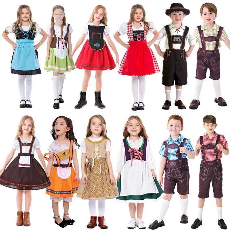 Lederhosen Kids Bavarian Dirndl Dress Children's Girl Costumes Boys ...