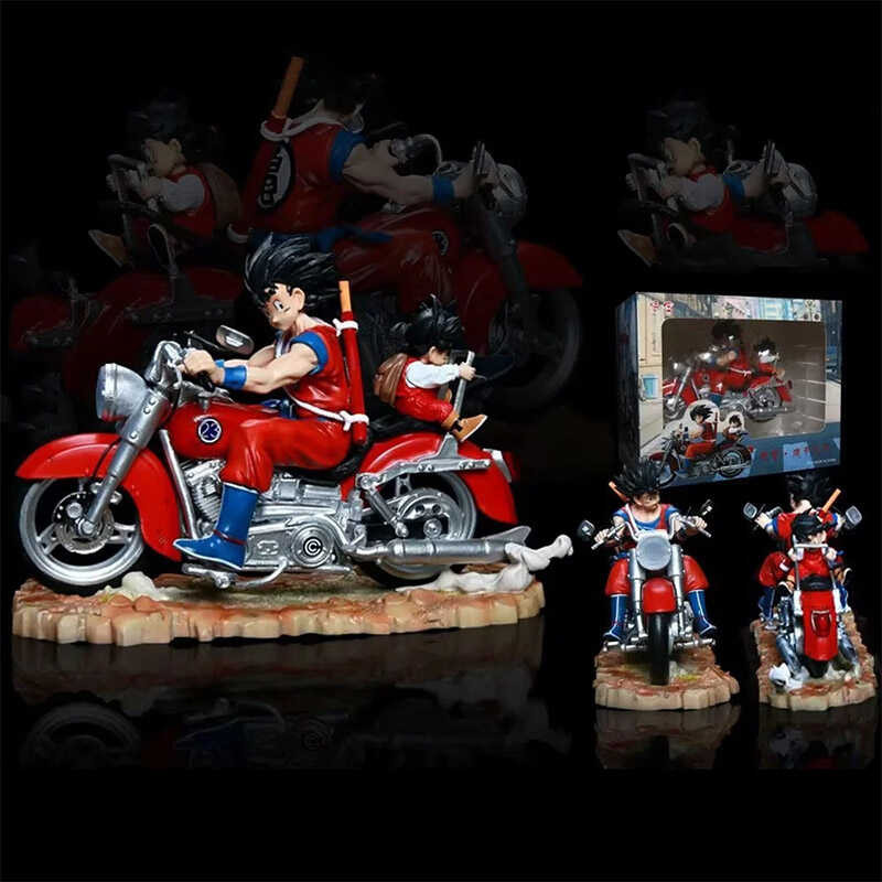 15cm Dragon Ball Fig Motorcycle Goku and Gohan Kid Action Figure Motor ...