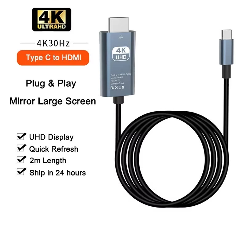 HDMI Cable 4K 60Hz HDTV Video Conversion Cable USB C Cable TYPE C To ...
