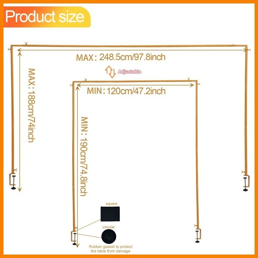 ☢ ♣ Adjustable Table Rod Stand Gold Metal Table Garland Stand Desktop ...