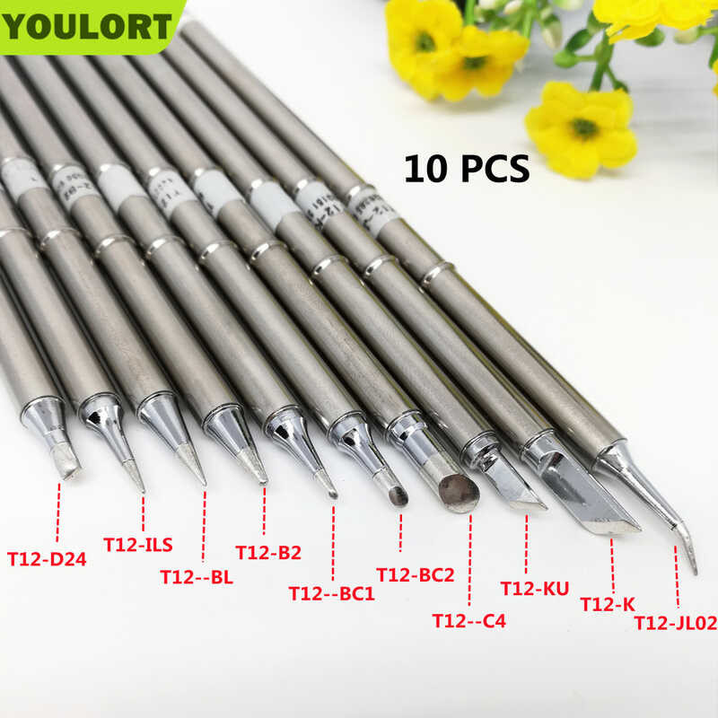 T12-D24 10Pcs/ ILS BL B2 BC1 BC2 C4 KU K JL02 Solder Iron Tips T12 ...