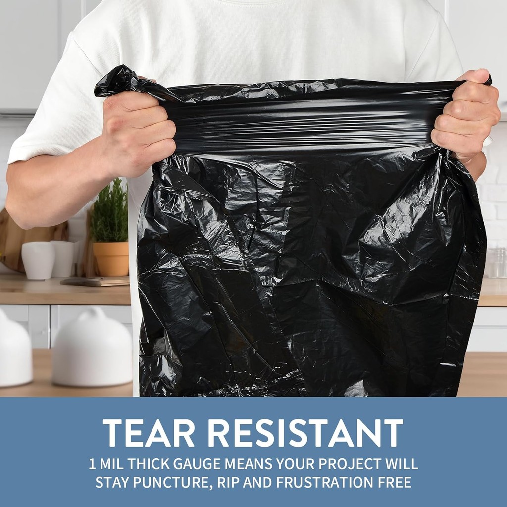 50pcs/Roll Black Drawstring Garbage Bagsn, 4 Gallon Trash Bag ...