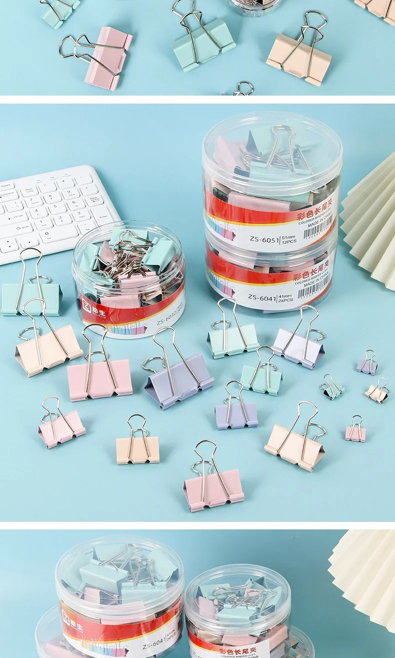 60PCS Multi-functional Color Long Tail Ticket Clip dovetail clip Binder ...