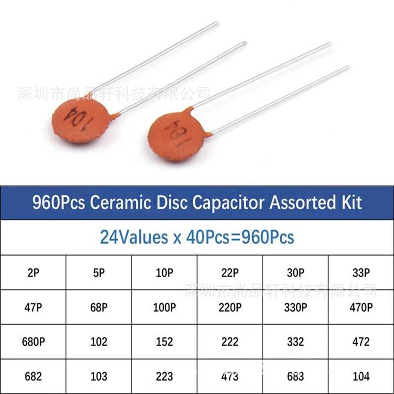 960PCS ceramic capacitor box with 24 specifications, each with 40 ...