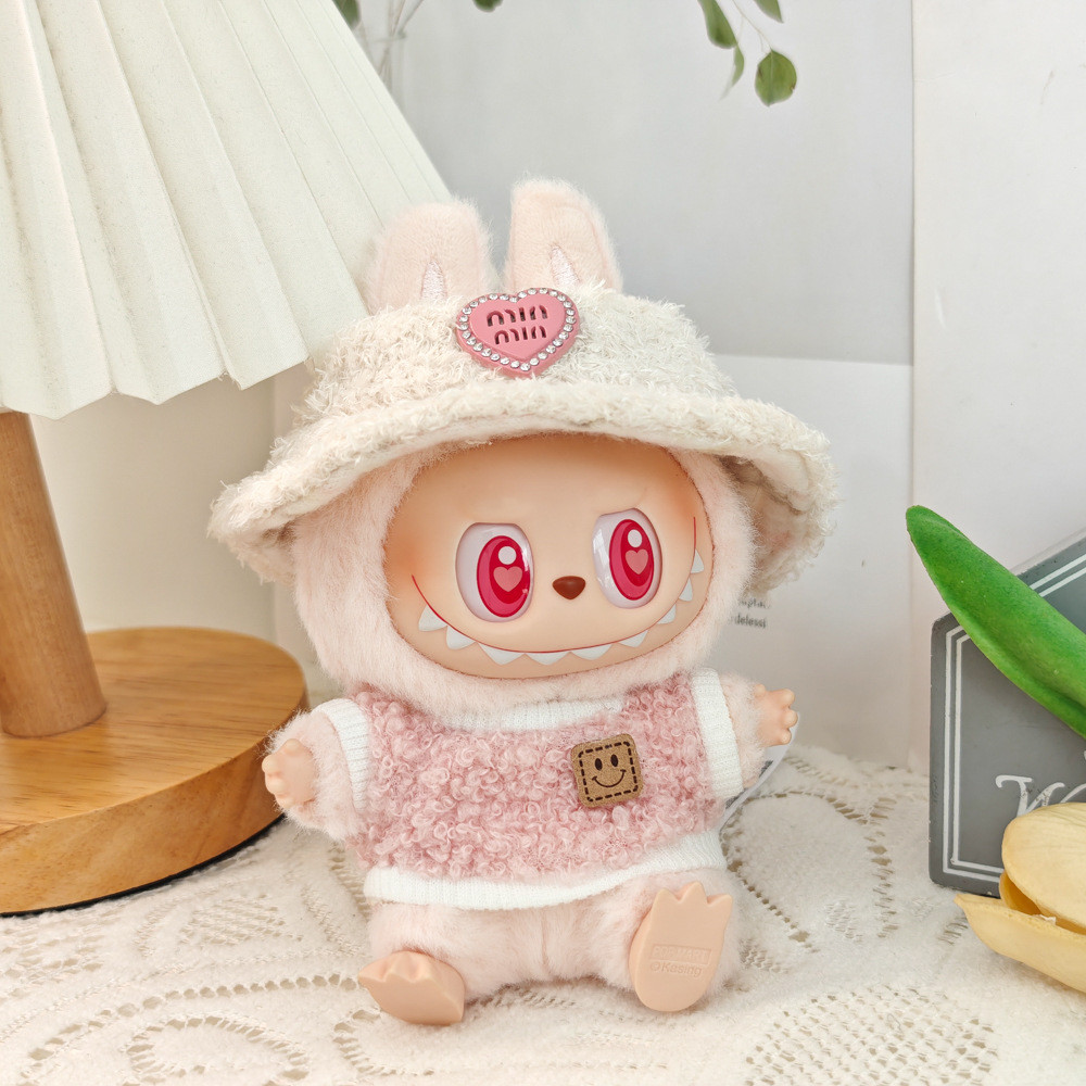 Labubu Macaron V1/V2 Clothes, Pink Plush Cute Clothes, Doll not ...