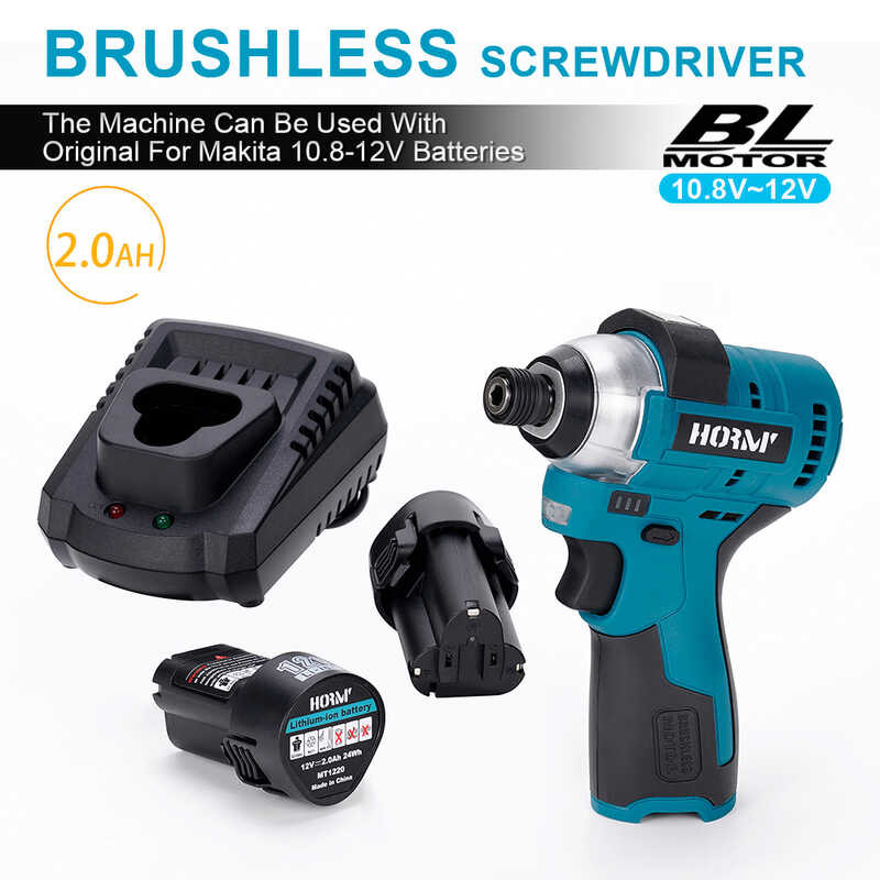 Brushless Electric Screwdriver 120N.M Cordless Variable Speed Impact ...