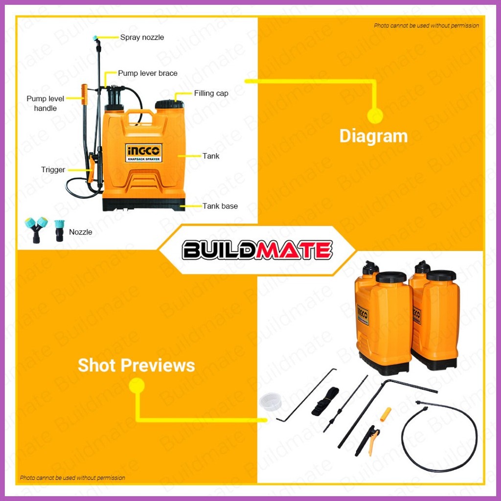 BUILDMATE Ingco Knapsack Sprayer 16L | 20L Backpack Sprayer Manual ...