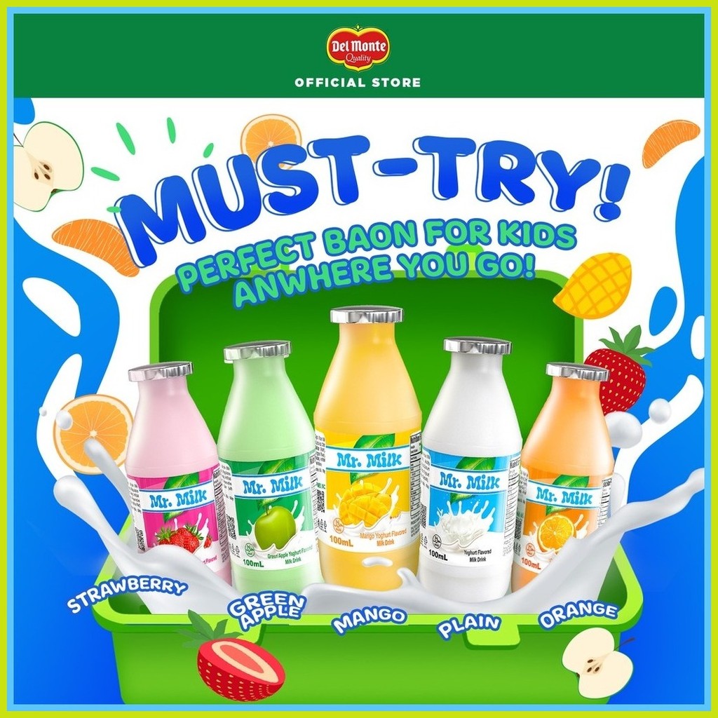 ☂ Del Monte Mr. Milk Green Apple Yoghurt Flavored Drink 100ml 6pcs ...