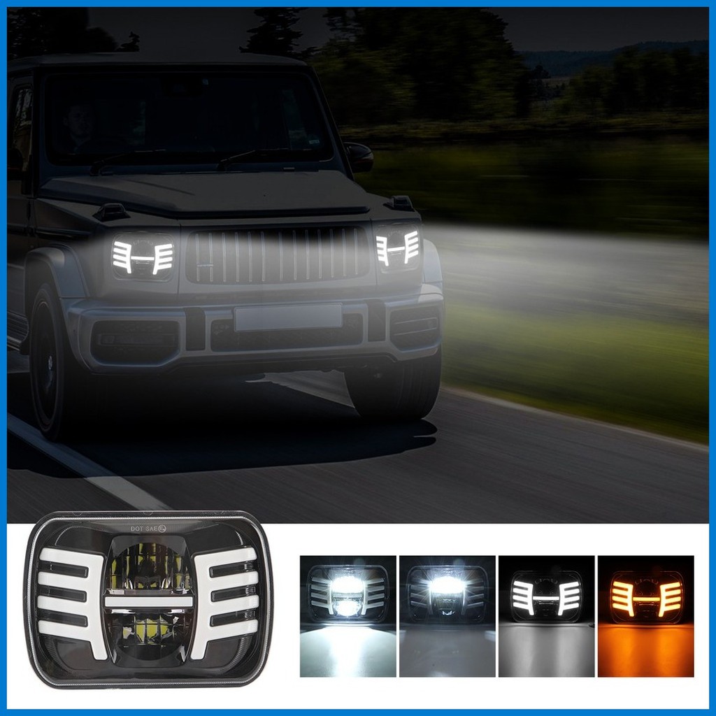 7 Inch 5x7 7x6 Square Car LED Headlight 400W 40000LM with DRL Turn ...