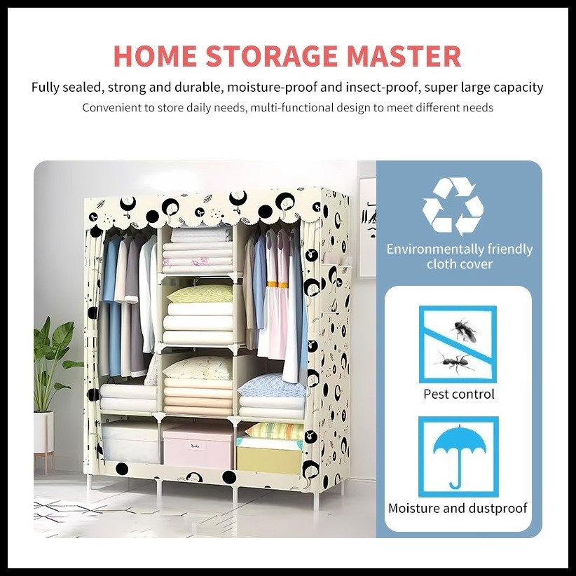 4 Layers Wardrobe Cabinet Storage For Clothes Dustproof Cloth Cabinet ...