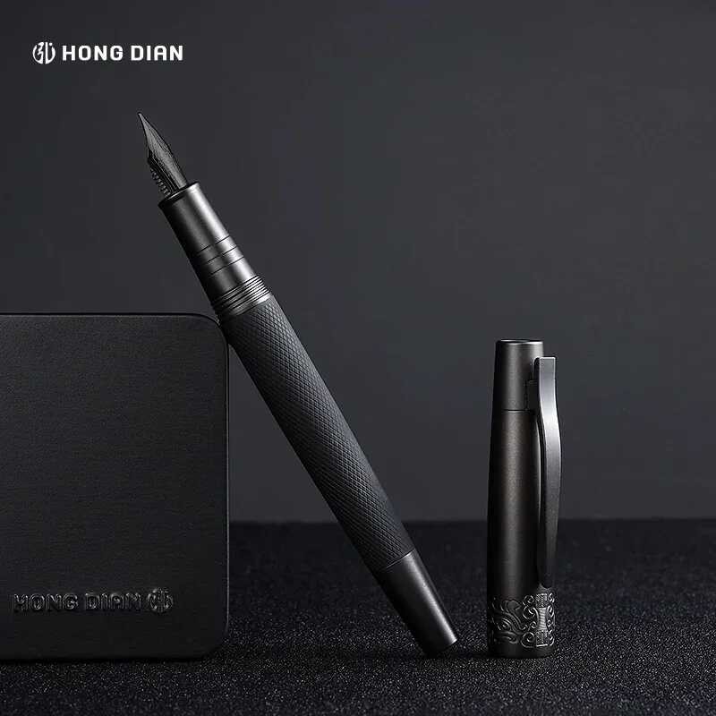 New Hongdian 6013 Metal Fountain Titanium Black Men's Business Ef/F ...