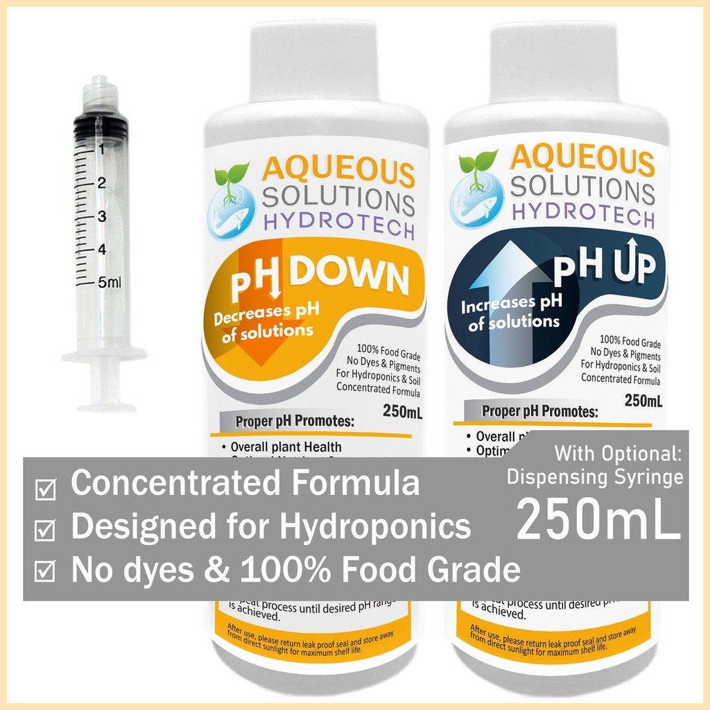 pH Adjuster | pH UP & DOWN set | Concentrated Formula for Hydroponics & Aquaponics 250mL ...