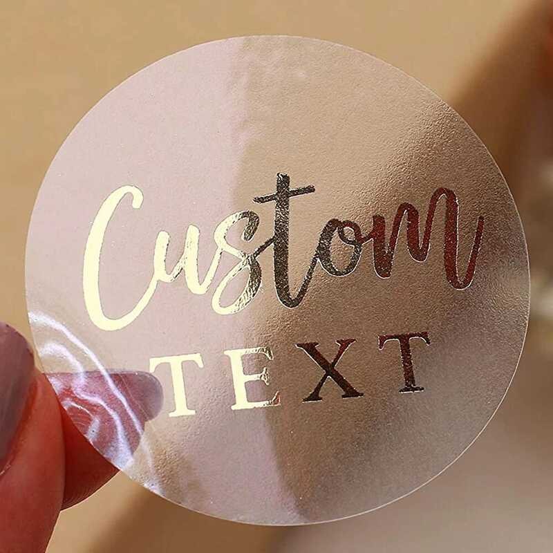 100 PCS Personalized Gold Foil Wedding Name Sticker Custom Business ...