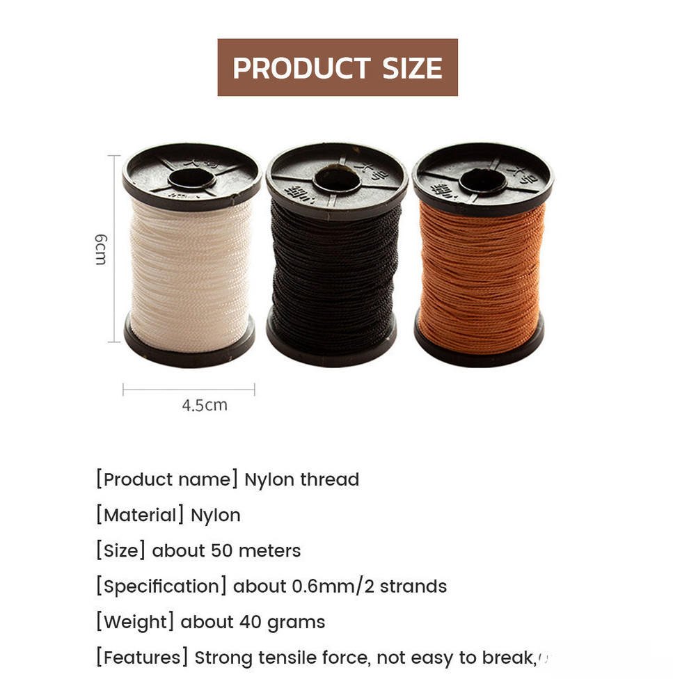50M Nylon Thread Leather Waxed Cord Hand Stitching Kite string Shoe ...