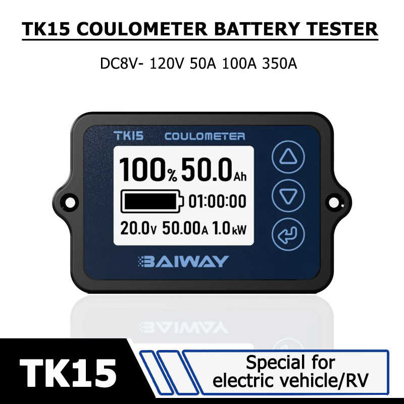 Coulomb Capacity Counter Meter 50A/100A/350A Vehicle Battery Coulometer ...