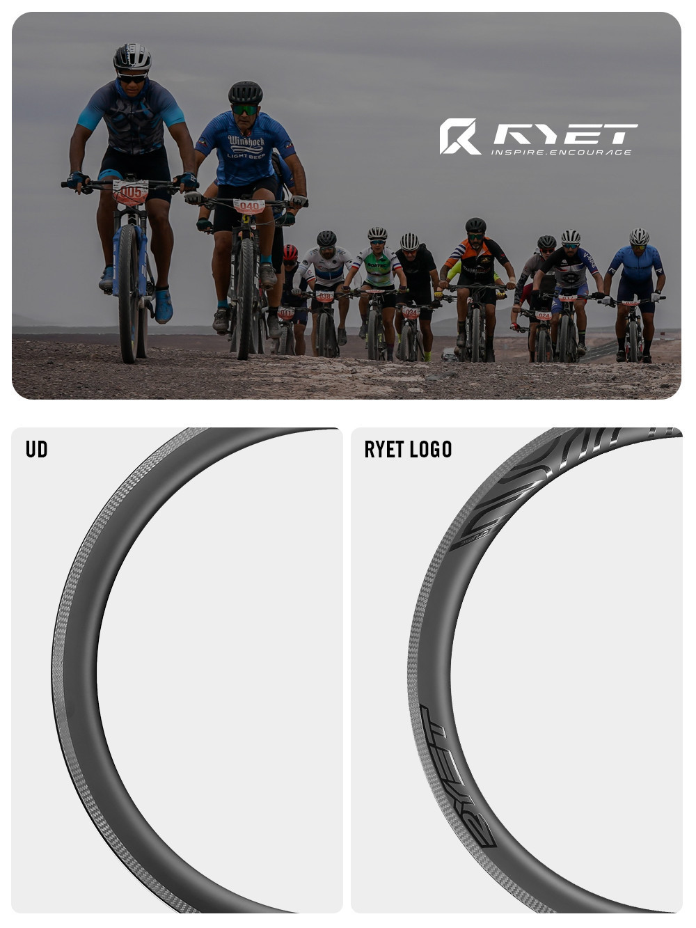 RYET Wheelset 700C T1000 Carbon Rim wheel V Brake Carbon Rim 40mm 50mm Clincher Carbon Rims ...