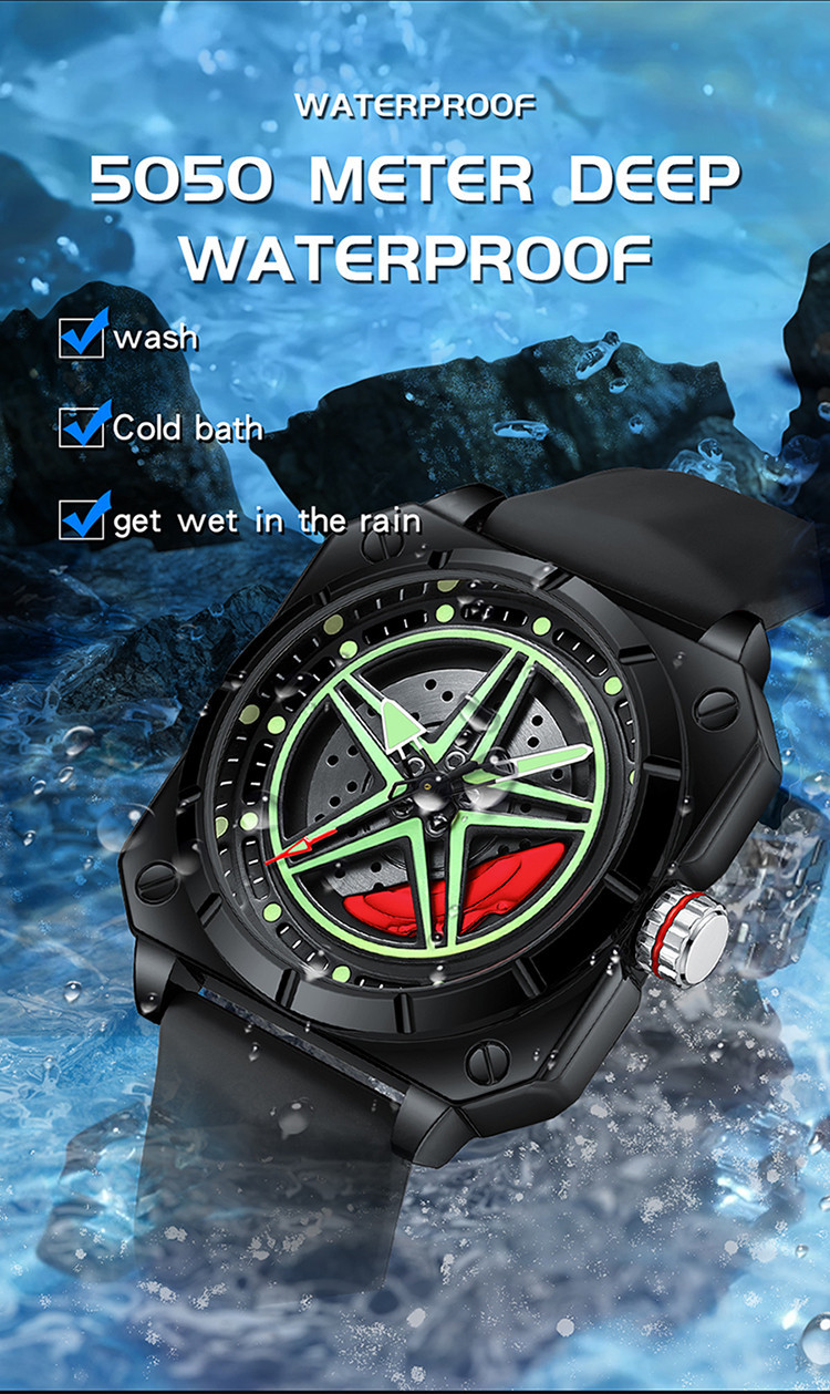 OFNS Pentagram Wheel Hub Dial Square Quartz Watch Personalized Design ...