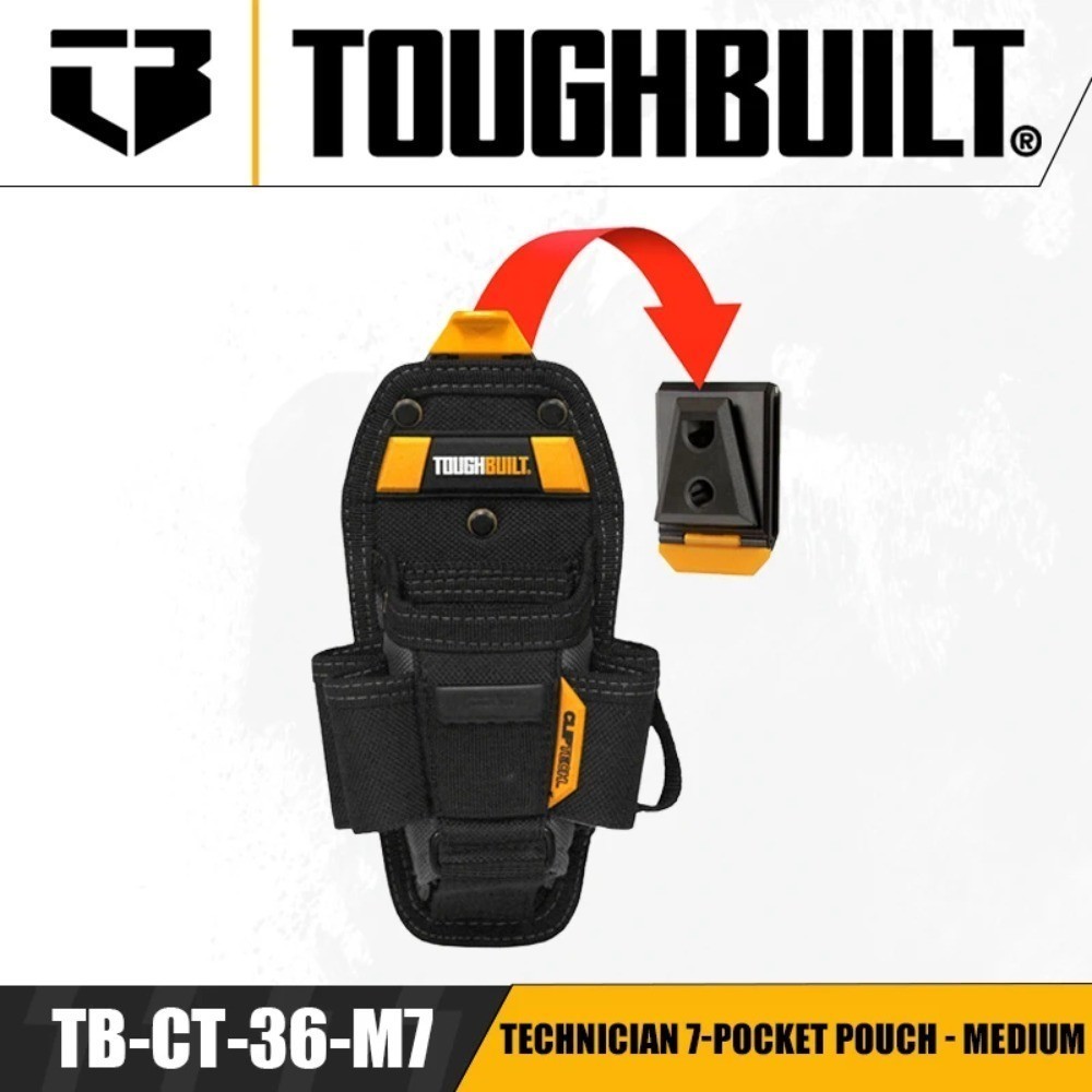 TOUGHBUILT TB-CT-36-M7/TB-CT-36-L7 Technician 7-Pocket Pouch - Medium/Large Tool Organizer Belt ...