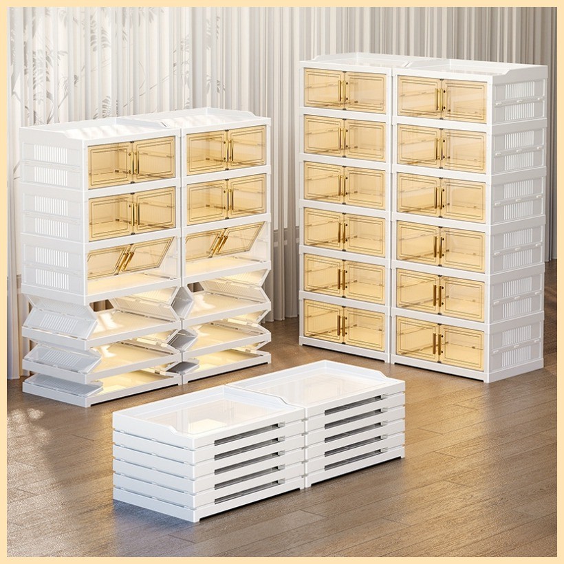 Foldable Shoe Box 3/6/9 Layers Transparent Installation-free Shoebox ...
