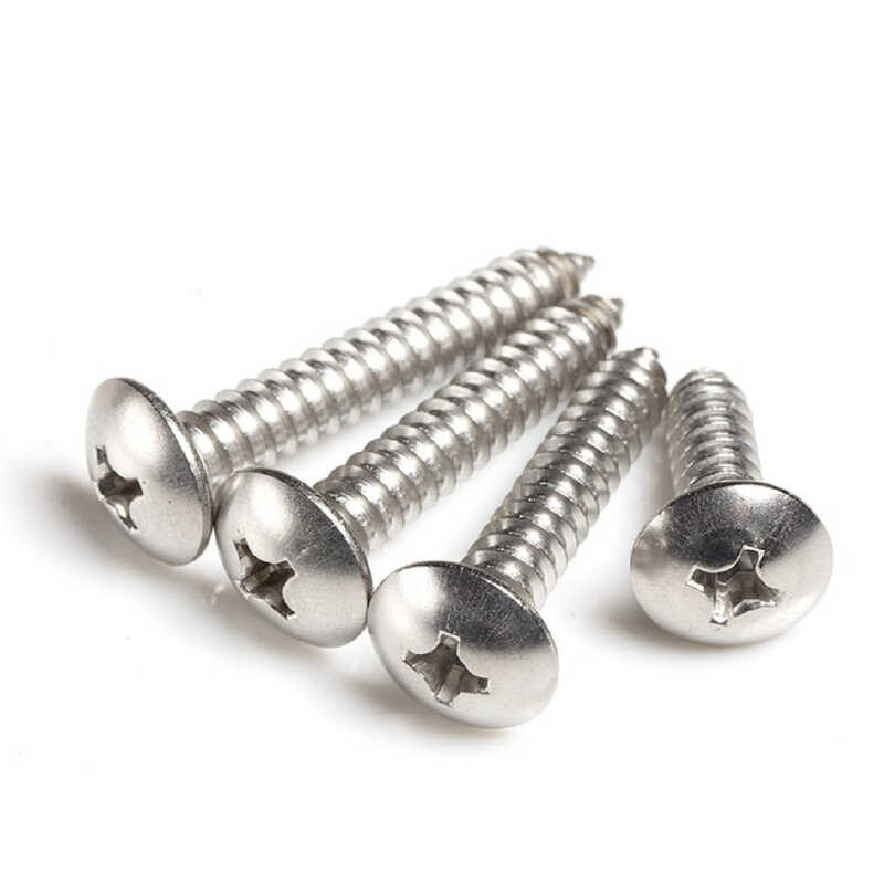 304 Stainless Steel Cross Shaped Flat Head Self Tapping Bolt Screw Umbrella Head Mushroom Head ...