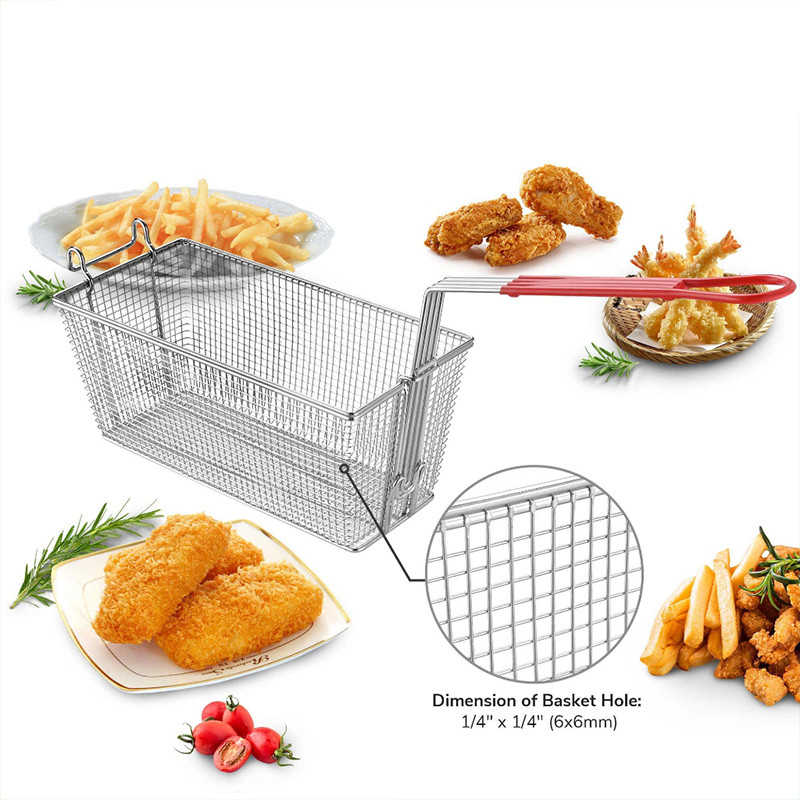 Full Vat Stainless Steel Fry Basket Commercial 1-Piece Segmented Deep ...