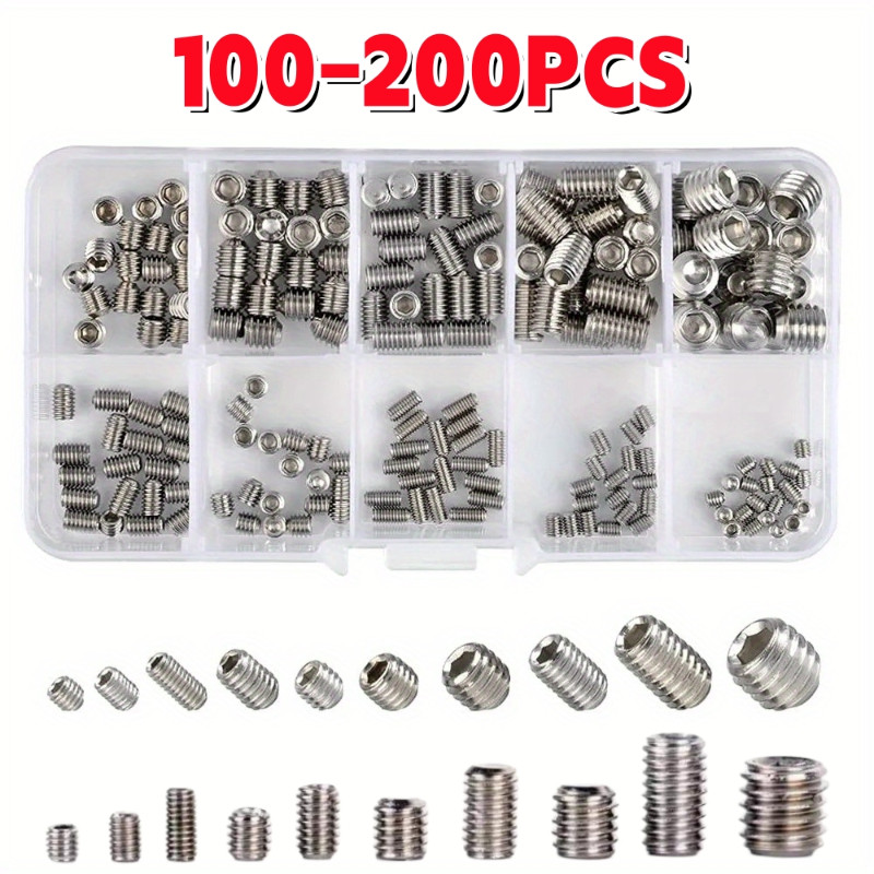 304 Stainless Steel Socket Head Hex Set Screw Assortment Kit Grub Screw ...
