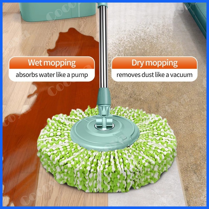 Cocoya Mop With Spinner Metal rod bucket with drain cap Dual Drive ...