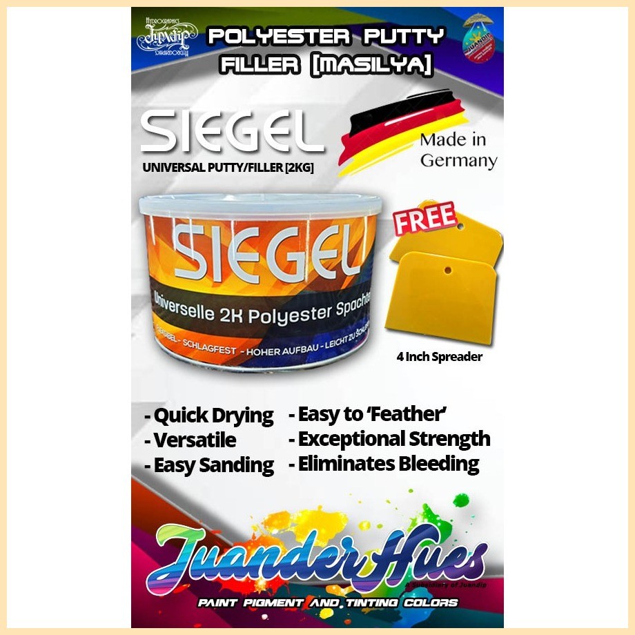 Siegel 2K Polyester Putty German Made 2 Kilo Weight Body Filler Masilya ...