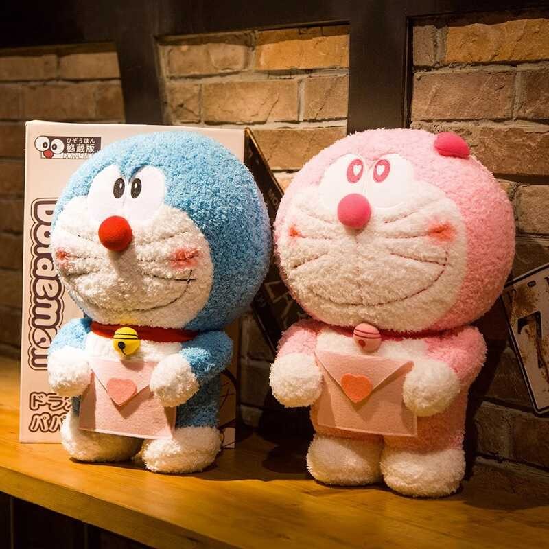 Genuine 2 3 Doraemon Character Peripherals Pink Blue Couple Plush Doll ...