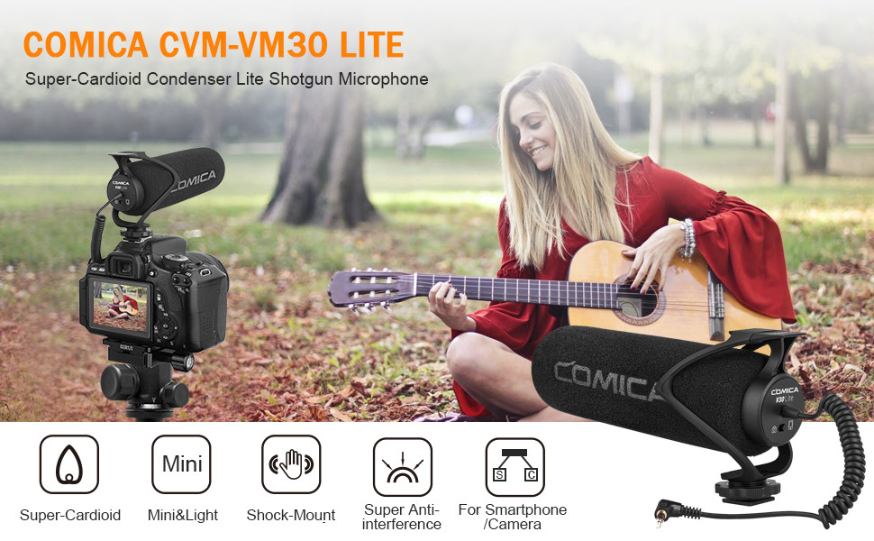 Shotgun Microphone ,Comica CVM-V30 LITE Video Microphone,Super-Cardioid ...