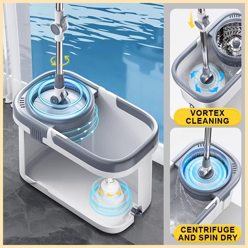 Mop With Spinner Stainless Steel Basket with Drain Cap Tornado Mop ...