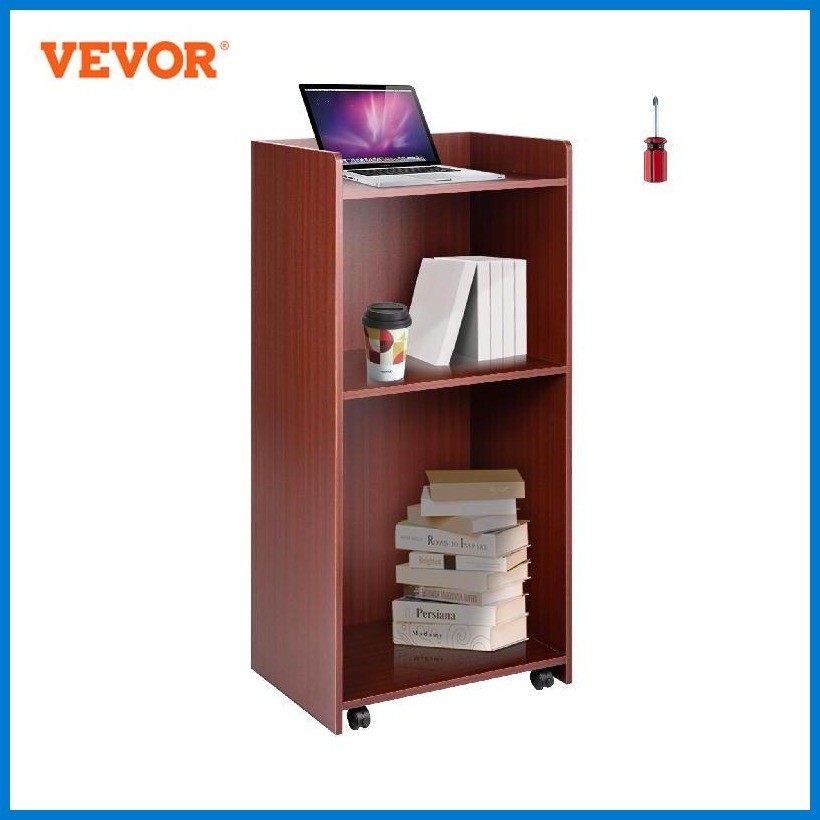 VEVOR Wood Podium 2 x 4 FT Lecterns w/ 4 Rolling Wheels Baffle Plate ...