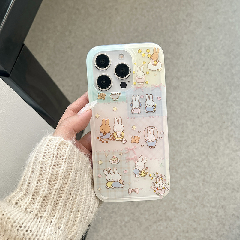 Cute Splice Dog Miffy Rabbit Hard PC Phone Case Compatible for iPhone ...