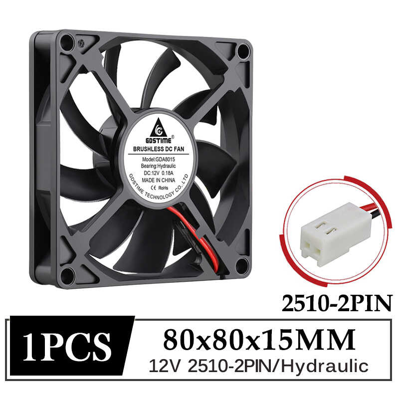 GDSTIME 80Mm 377 2 12V 2Pin Cooler 80X80x15mm CPU Coog Fan 8015 Brushless PC Computer Case ...