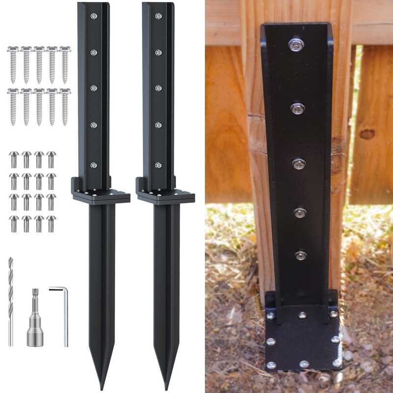 Fence Post 2-Piece Kit Heavy-Duty 32 Inch Fence Post Anchor Bolt ...