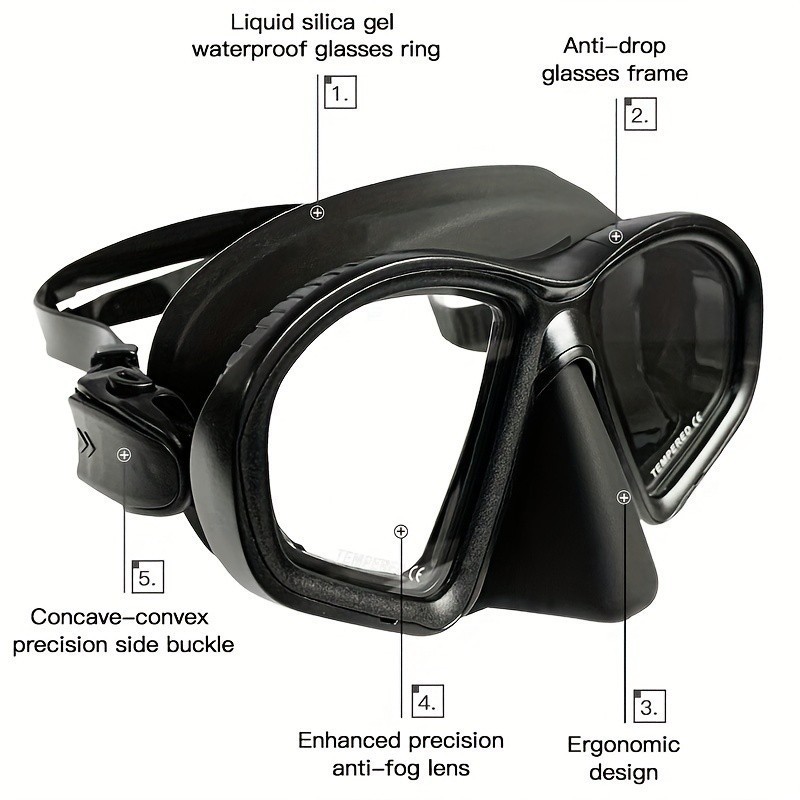 Two-Window Tempered Glass Diving Mask - Waterproof freediving mask ...